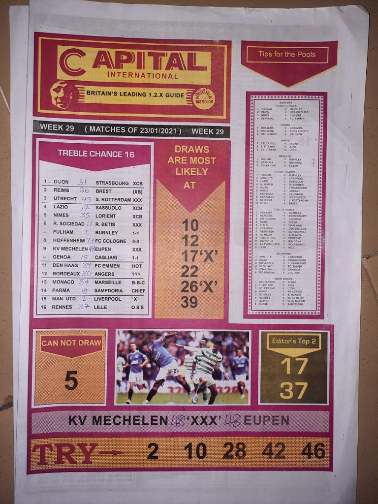 Week 29 Pool RSK Papers 2021: Bob Morton, Capital Intl, Soccer X ...