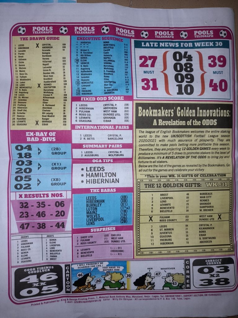 Week 31 Pool RSK Papers 2021: Bob Morton, Capital Intl, Soccer X ...