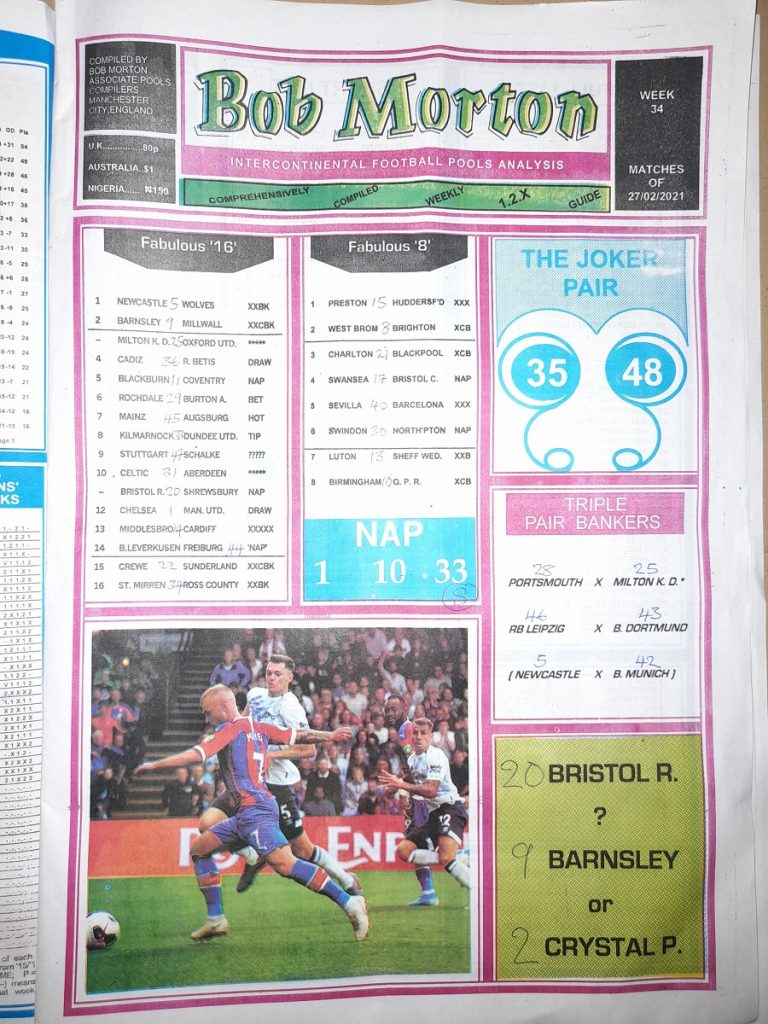 Week 34 Pool RSK Papers 2021: Bob Morton, Capital Intl, Soccer X ...