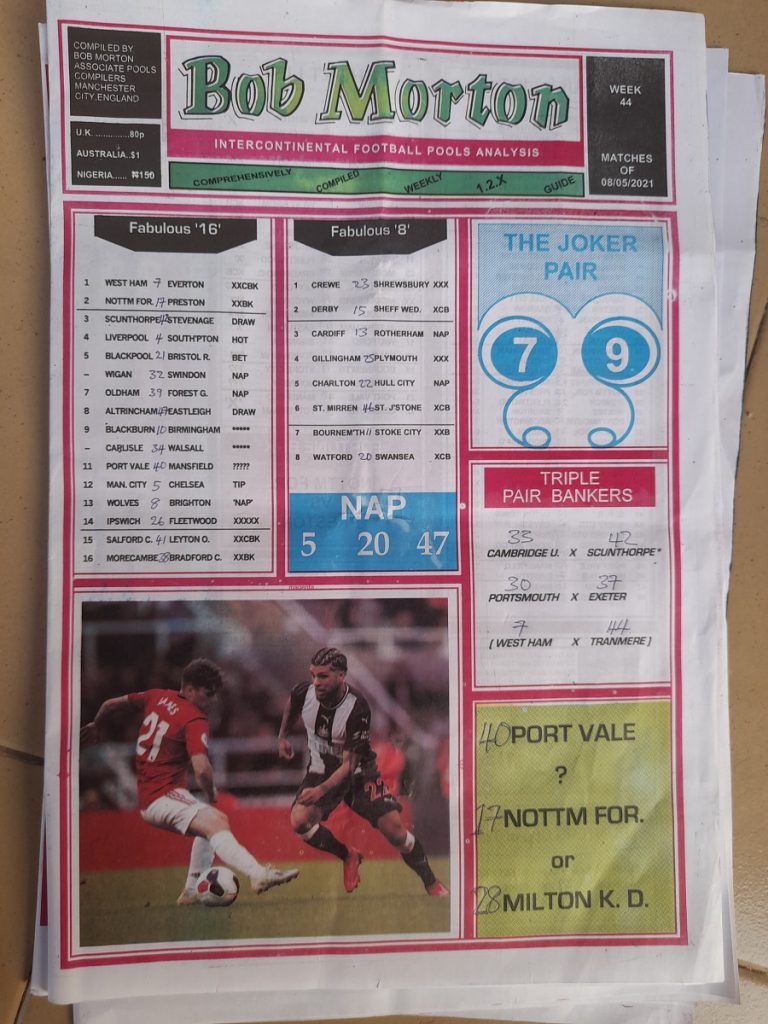 Week 44 Pool RSK Papers 2021: Bob Morton, Capital Intl, Soccer X ...