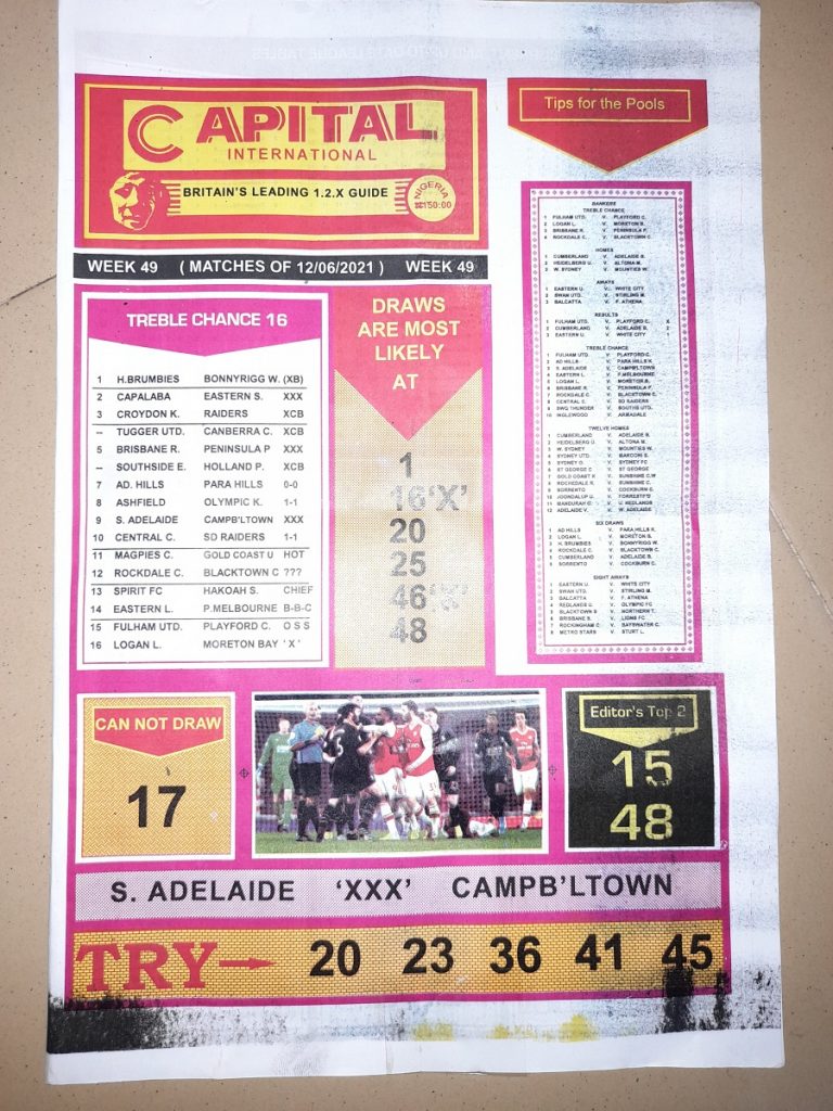 Week 49 Pool RSK Papers 2021: Bob Morton, Capital Intl, Soccer X ...