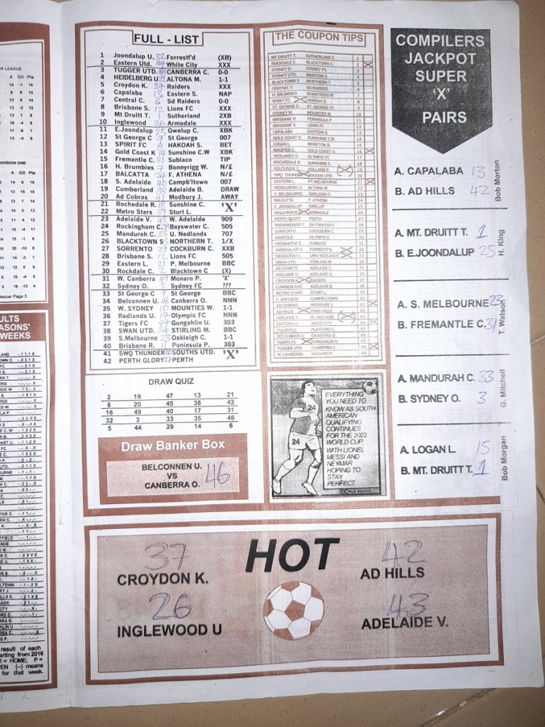 Week 49 Pool RSK Papers 2021: Bob Morton, Capital Intl, Soccer X ...