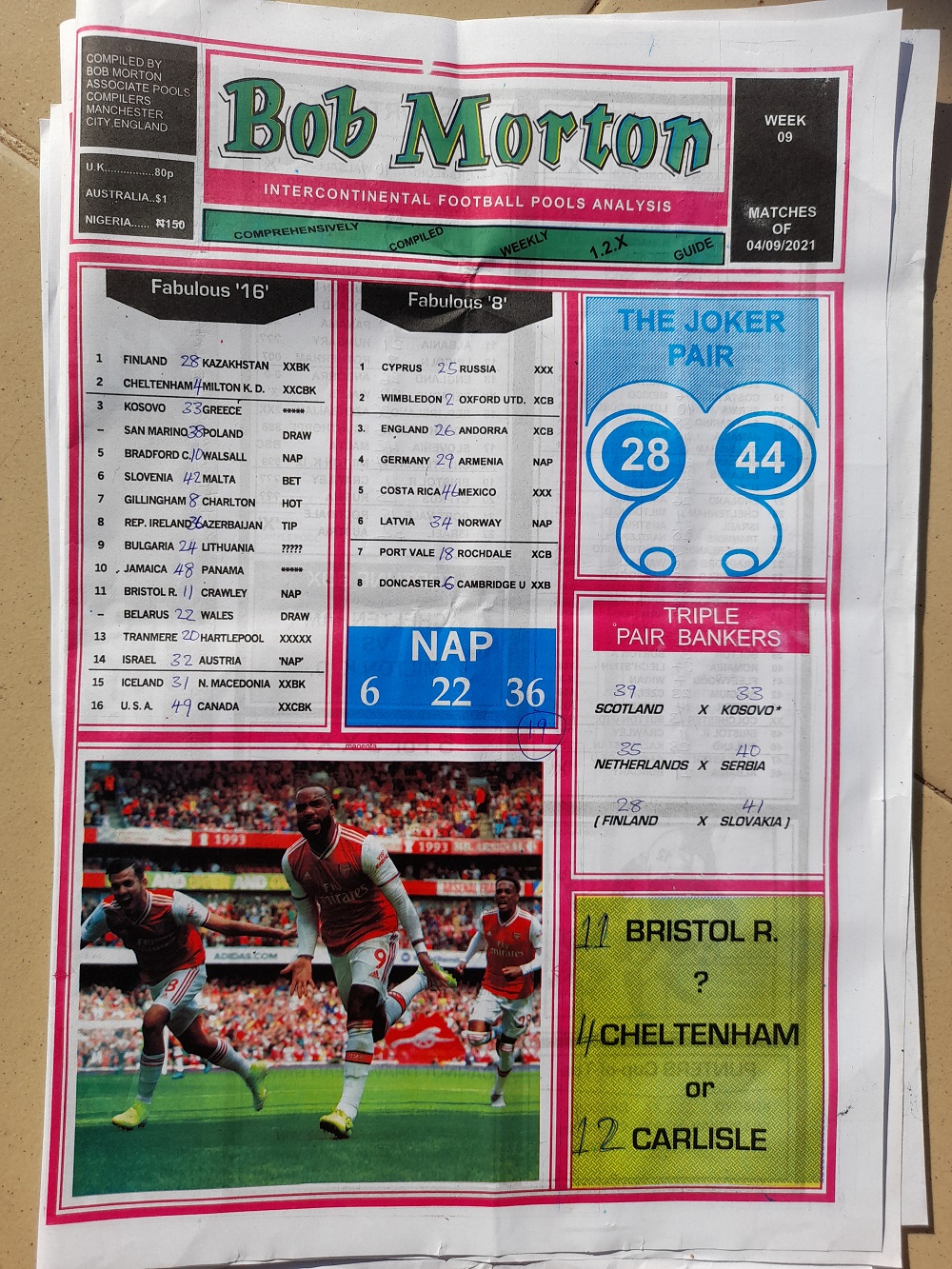 Week 9 Pool RSK Papers 2021: Bob Morton, Capital Intl, Soccer X ...