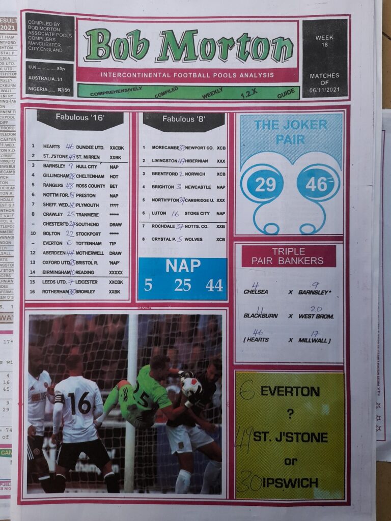 Week 18 Pool RSK Papers 2021: Bob Morton, Capital Intl, Soccer X ...