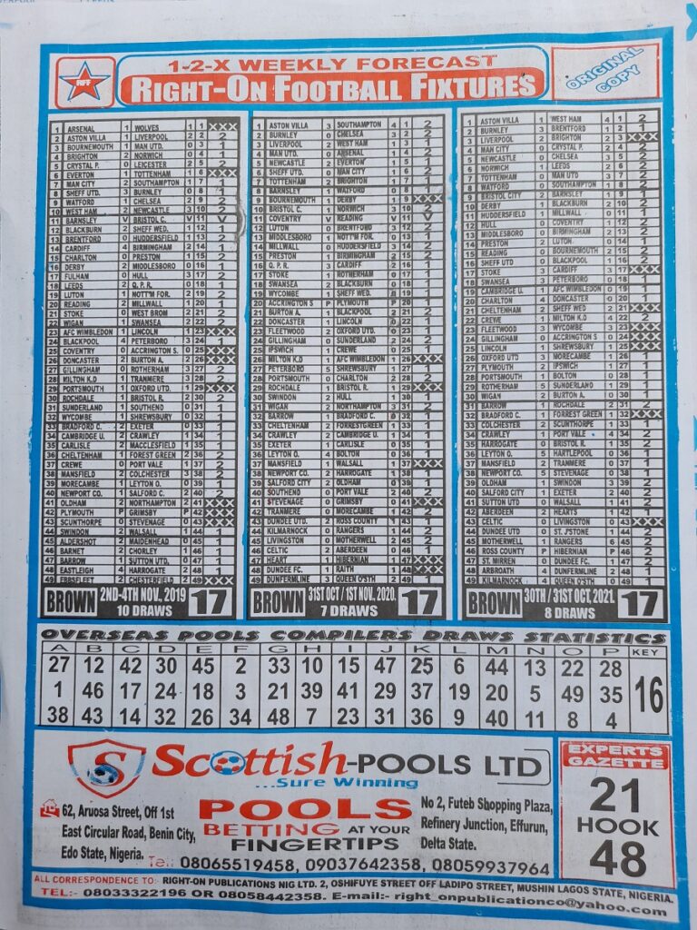 Week 17 Pool RSK Papers 2022: Bob Morton, Capital Intl, Soccer X ...