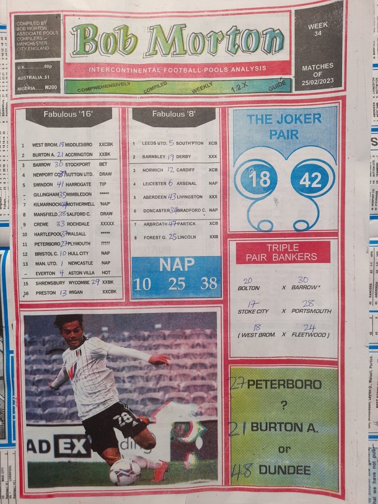 Week 34 Pool RSK Papers 2023: Bob Morton, Capital Intl, Soccer X ...