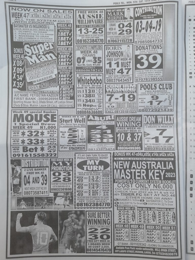 Week 49 Pool RSK Papers 2023: Bob Morton, Capital Intl, Soccer X ...