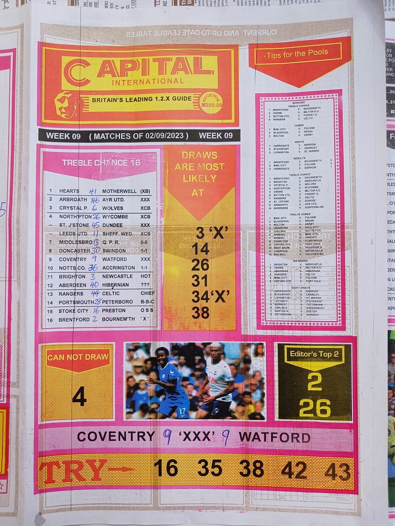 Week 9 Pool RSK Papers 2023: Bob Morton, Capital Intl, Soccer X ...