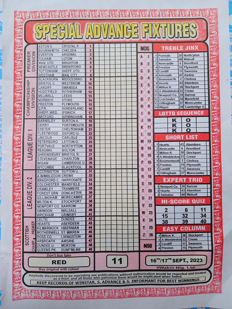 Week 11 Pool RSK Papers 2023: Bob Morton, Capital Intl, Soccer X ...