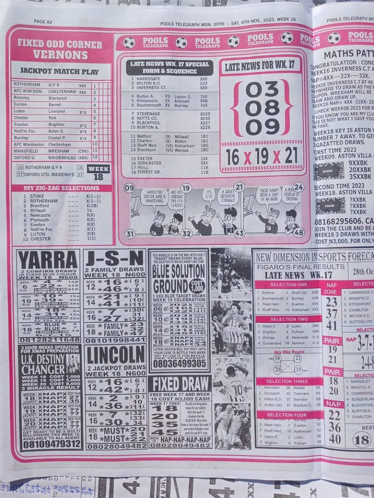 Week 18 Pool RSK Papers 2023: Bob Morton, Capital Intl, Soccer X ...