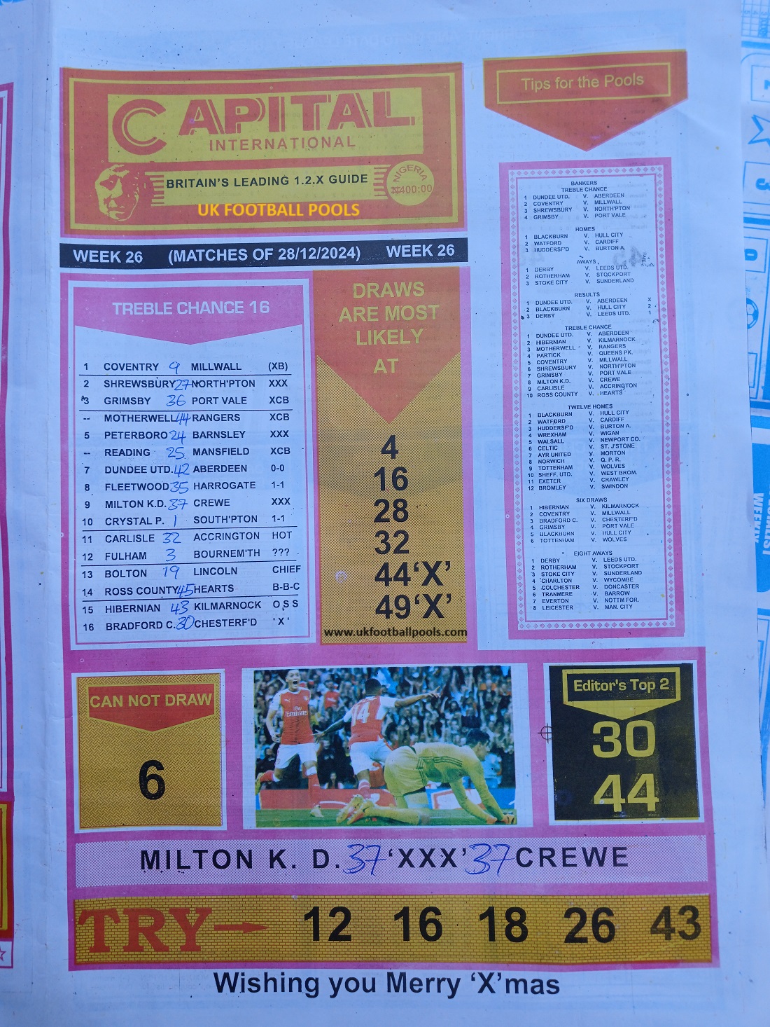 Week 26 Pool RSK Papers 2024: Bob Morton, Capital, Soccer X Research ...