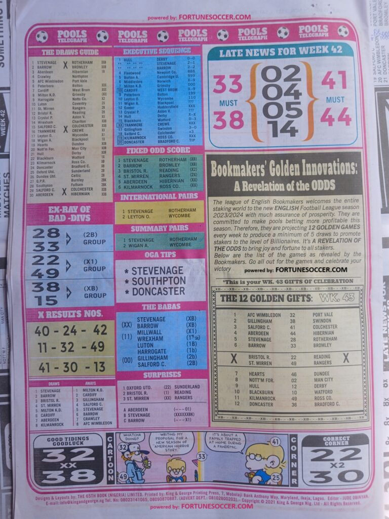 Week 43 Pool RSK Papers 2025: Bob Morton, Capital, Soccer X Research