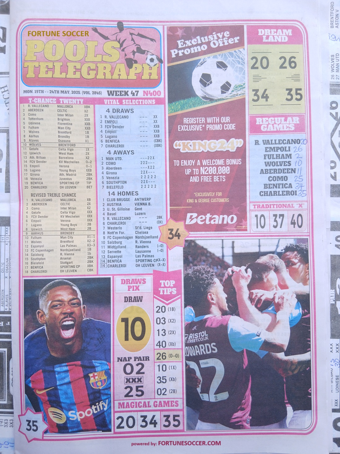 Week 47 Pool RSK Papers 2025: Bob Morton, Capital, Soccer X Research