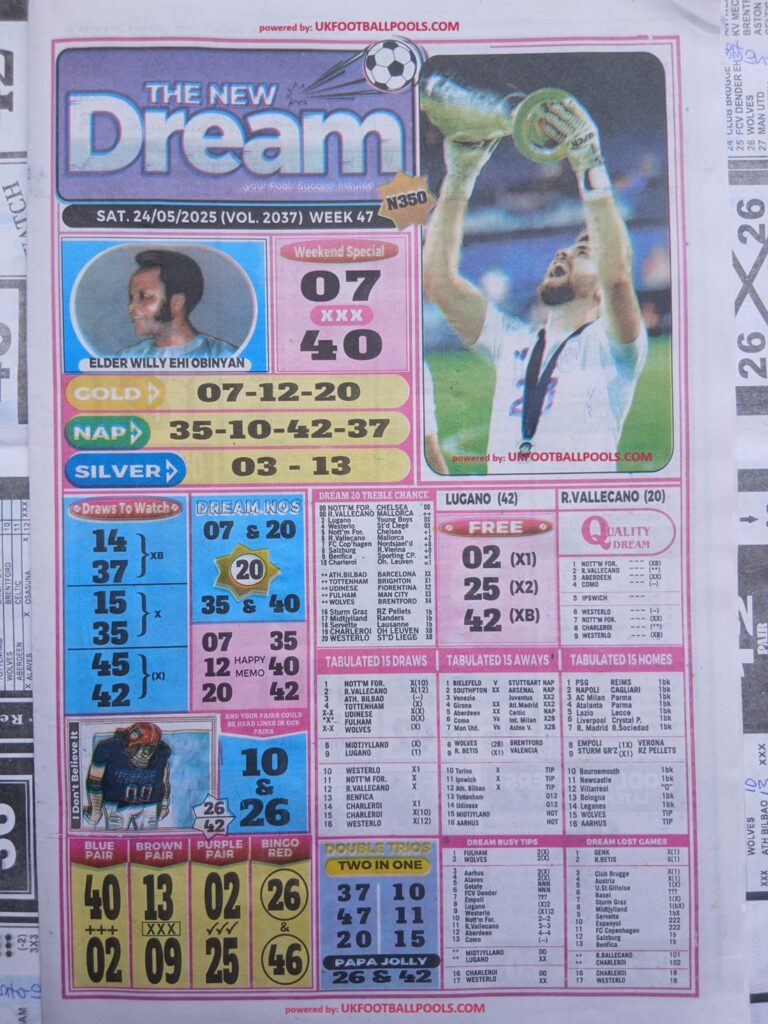 Week 47 Weekly Telegraph, Final Result, Dream Pools Papers