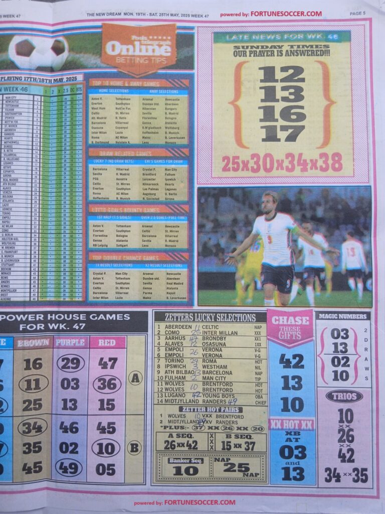 Week 47 Weekly Telegraph, Final Result, Dream Pools Papers