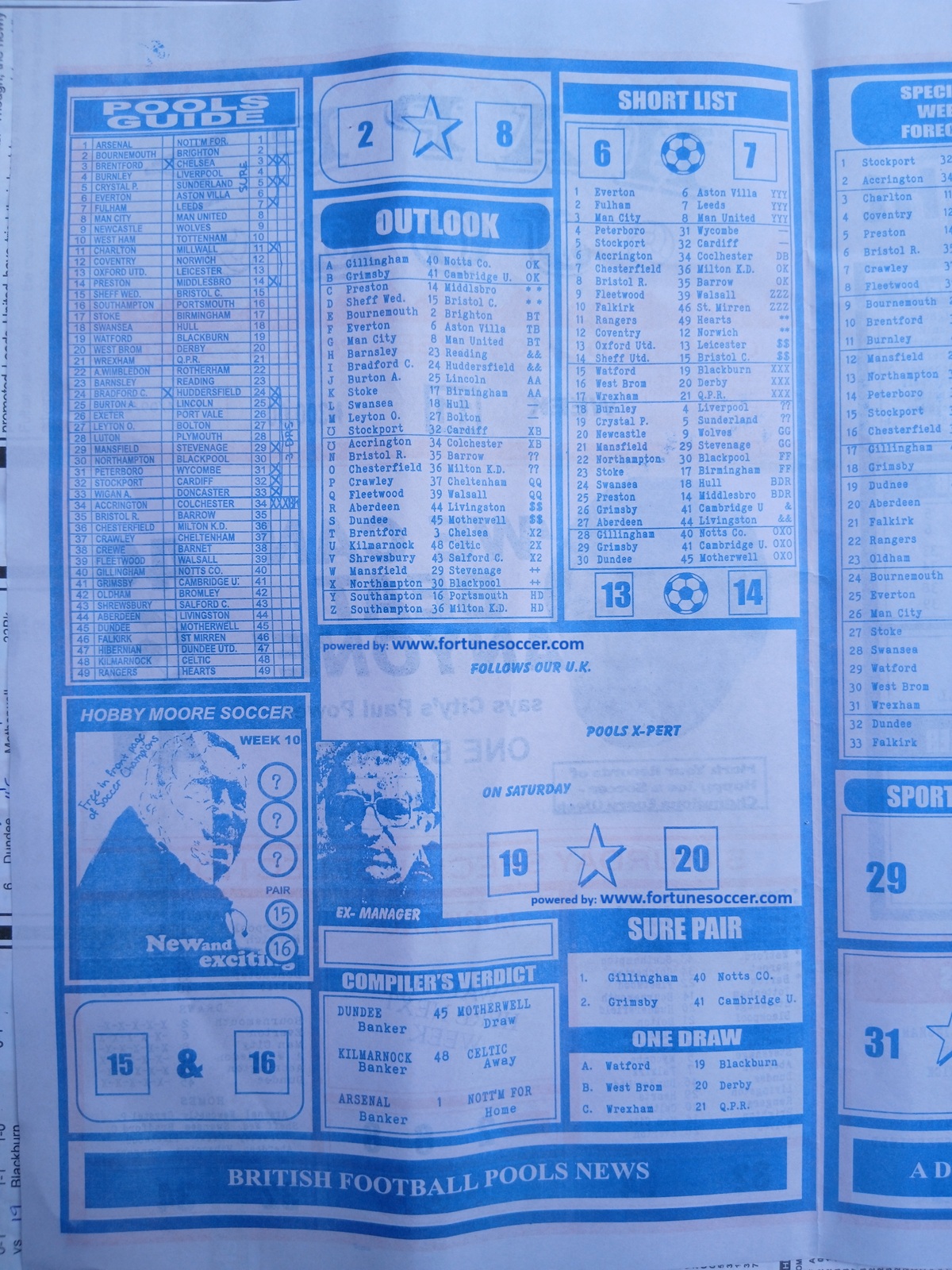 Week 11 Pool Paper 2025: Winstar, Happy Joe, Right On Fixtures