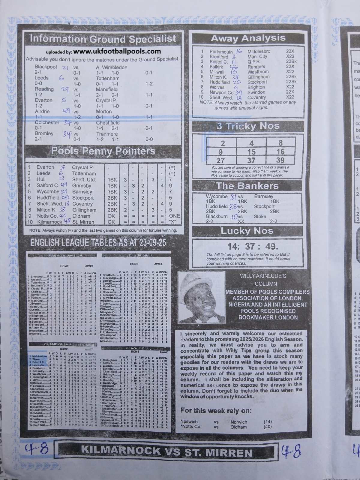 Week 14 Late News Paper Soccer Standard, Sport Officer