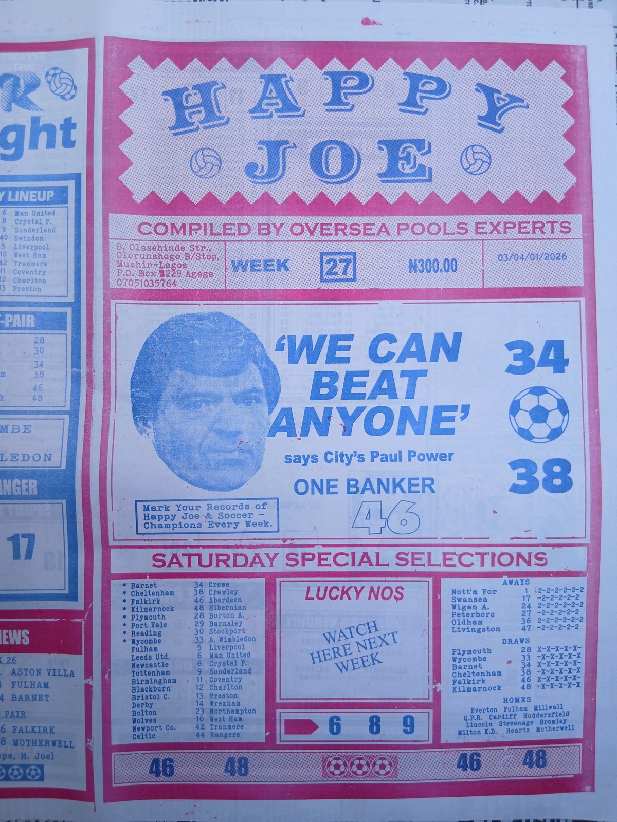 Week 27 Pool Paper 2026: Winstar, Happy Joe, Temple of Draws