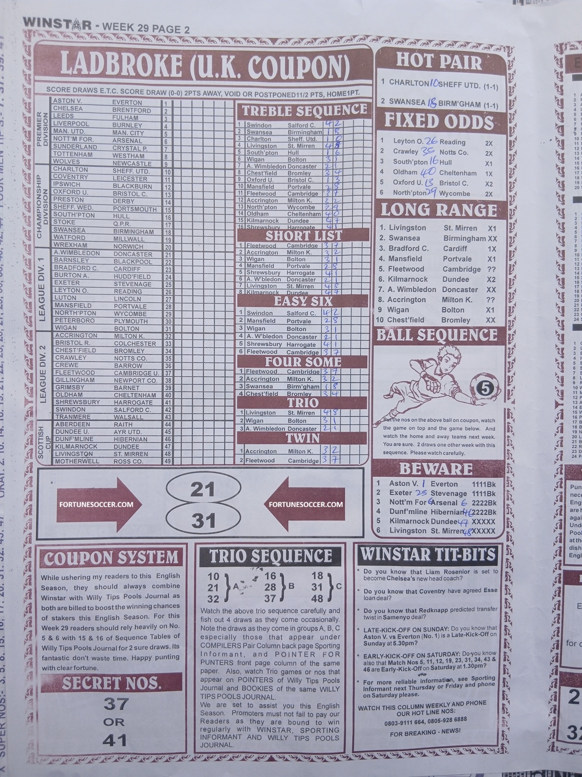 Week 29 Pool Paper 2026: Winstar, Happy Joe, Temple of Draws
