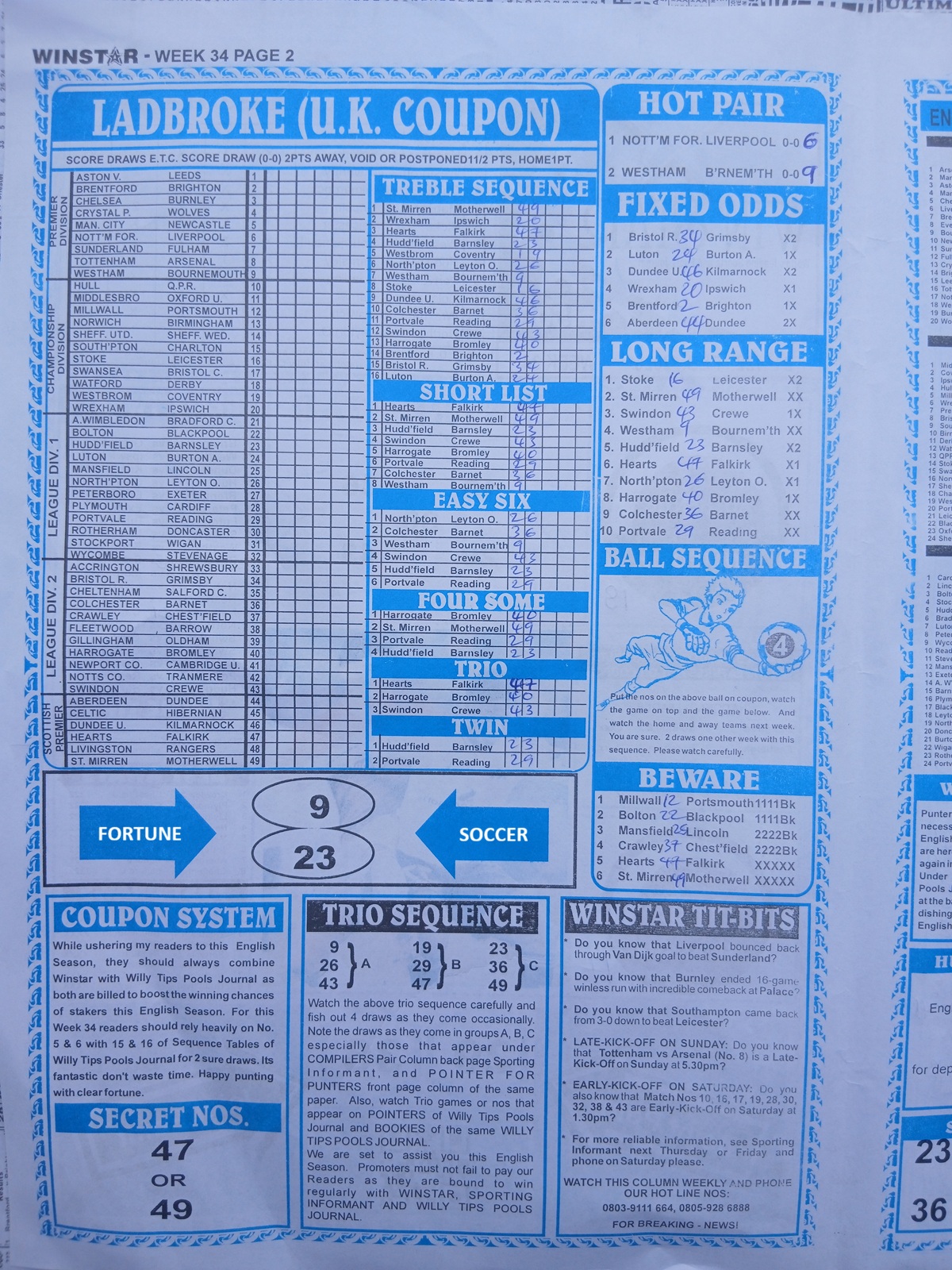 Week 34 Pool Paper 2026: Winstar, Happy Joe, Temple of Draws