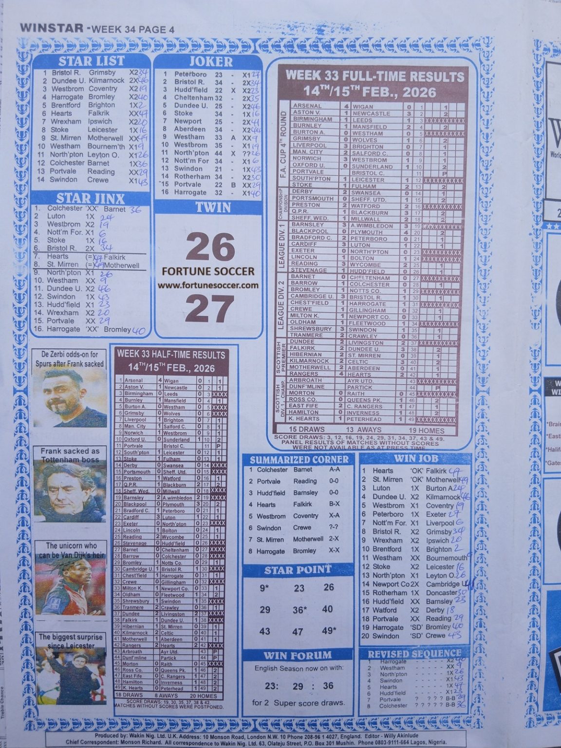 Week 34 Pool Paper 2026: Winstar, Happy Joe, Temple of Draws