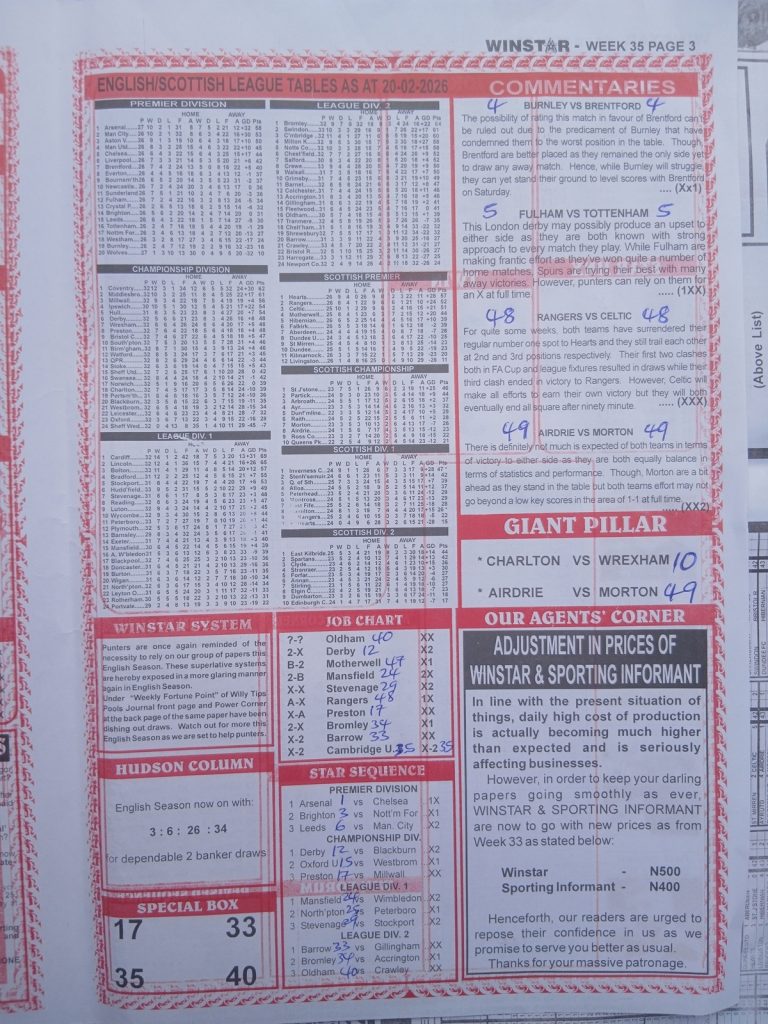 Week 35 Pool Paper 2026: Winstar, Happy Joe, Temple of Draws
